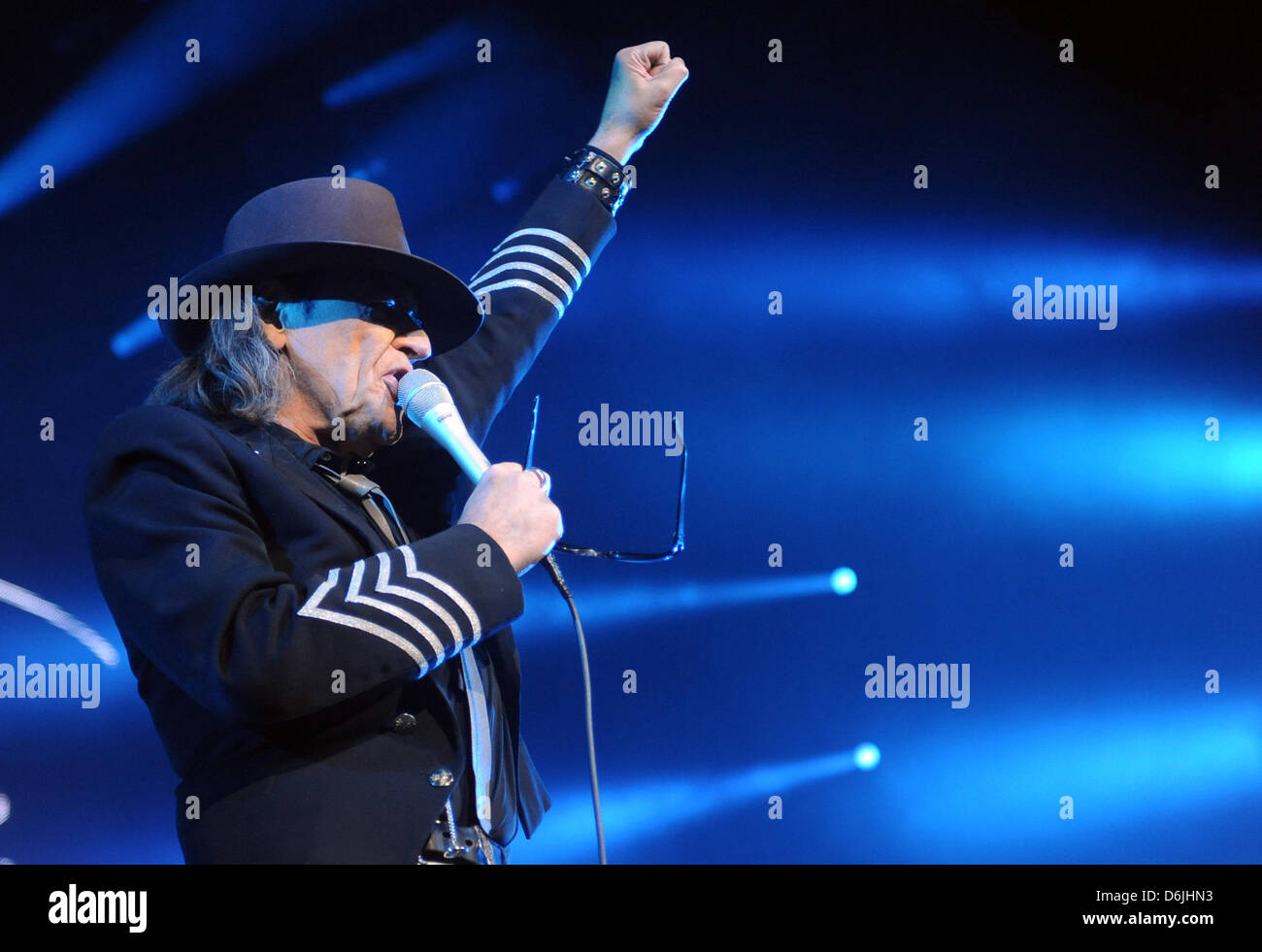 German singer Udo Lindenberg performs on stage at O2 World in Berlin ...