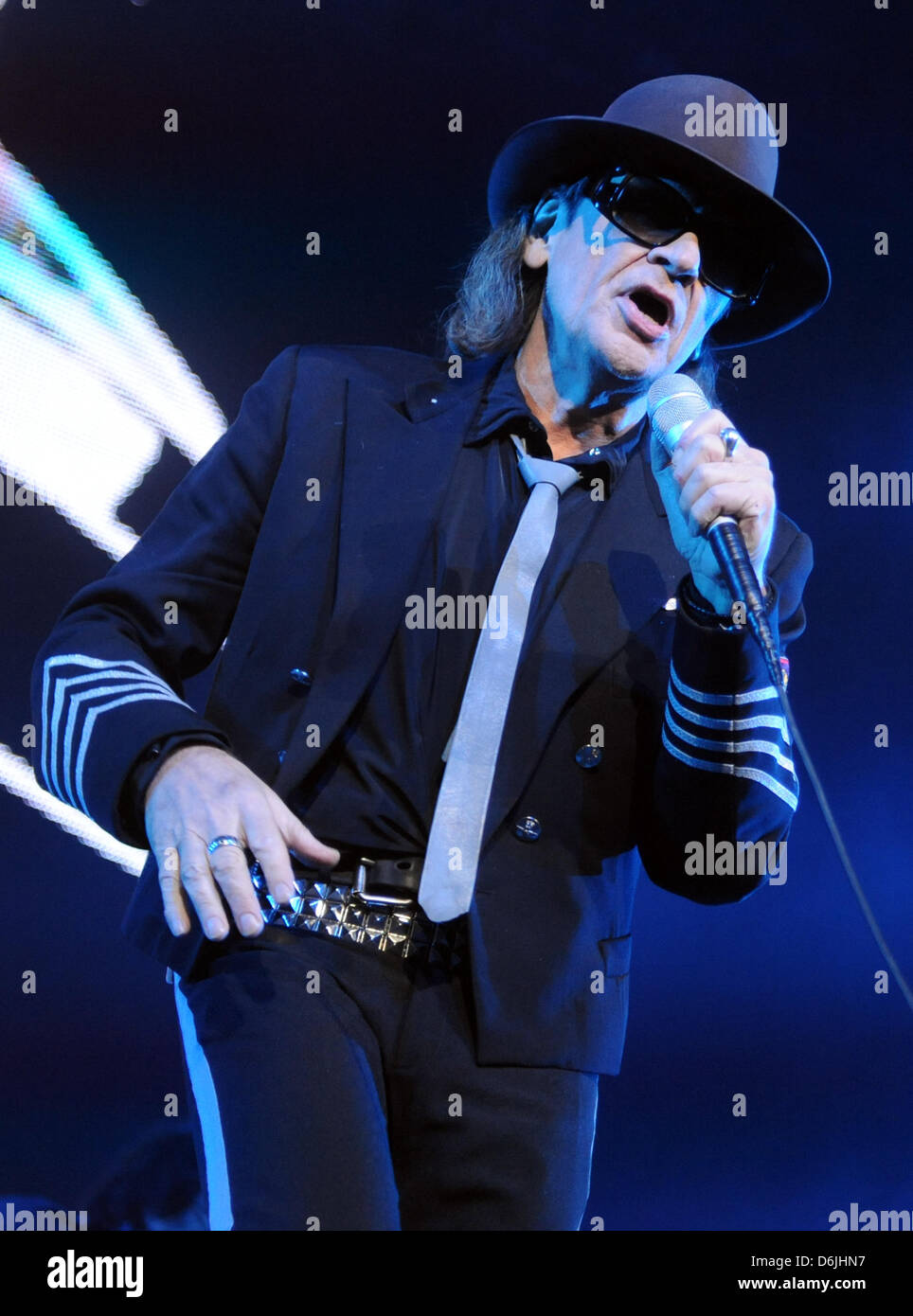 German singer Udo Lindenberg performs on stage at O2 World in Berlin ...