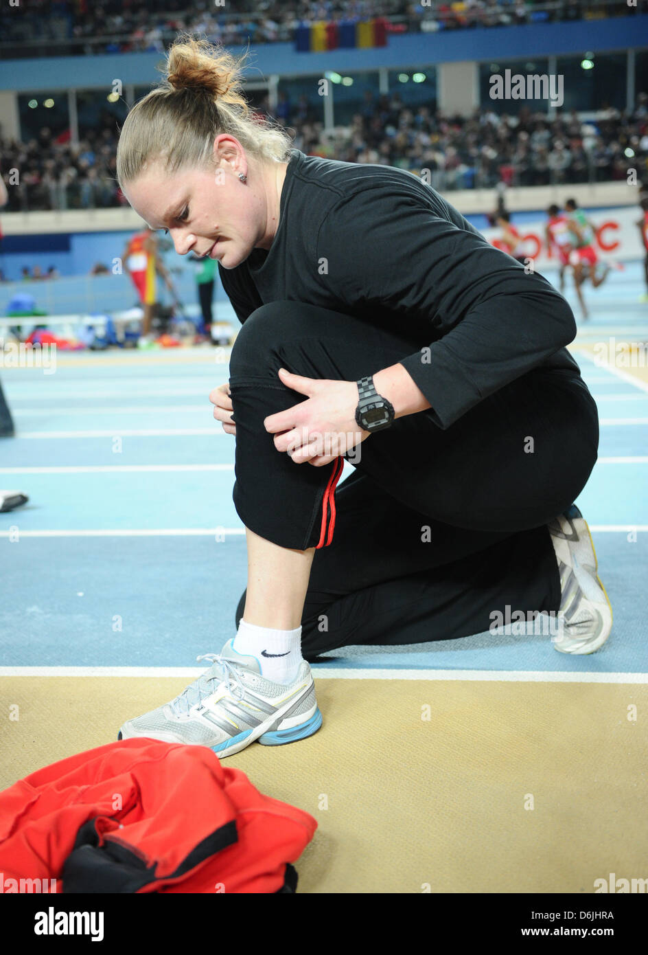 German athlete Nadine Kleinert competes in the women's shot put final ...