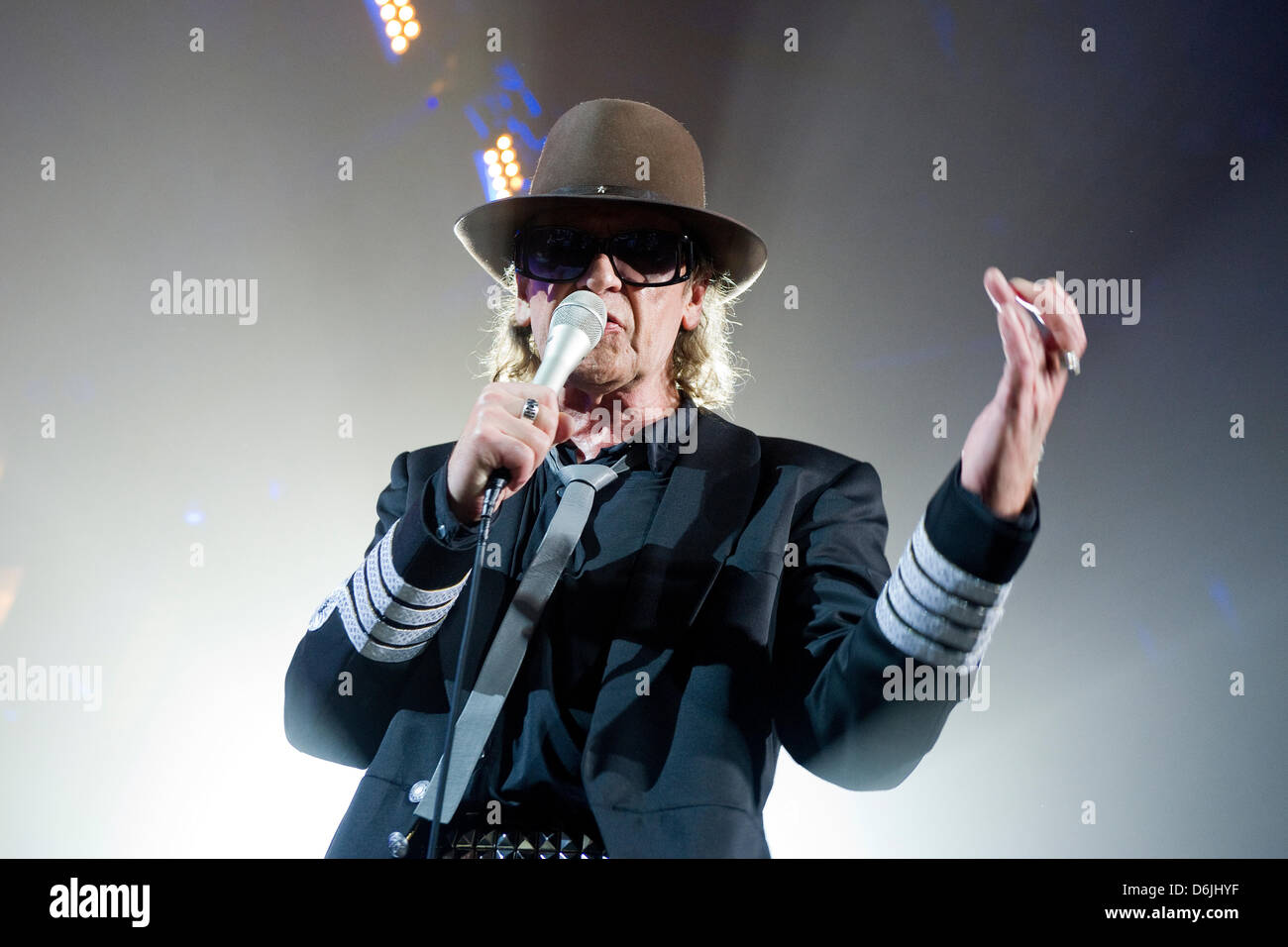 German singer Udo Lindenberg performs on stage at O2 World in Hamburg ...