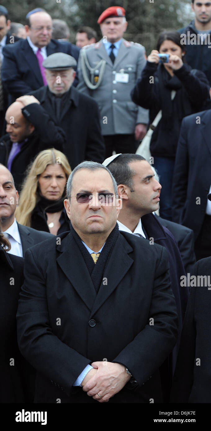 Israeli Minister of Defense Ehud Barak (L) commemorates Jews deported ...