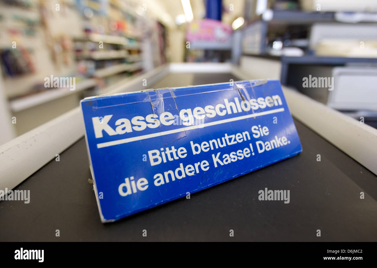 A sign with the lettering 'Cash desk is closed' is pictured at a branch ...