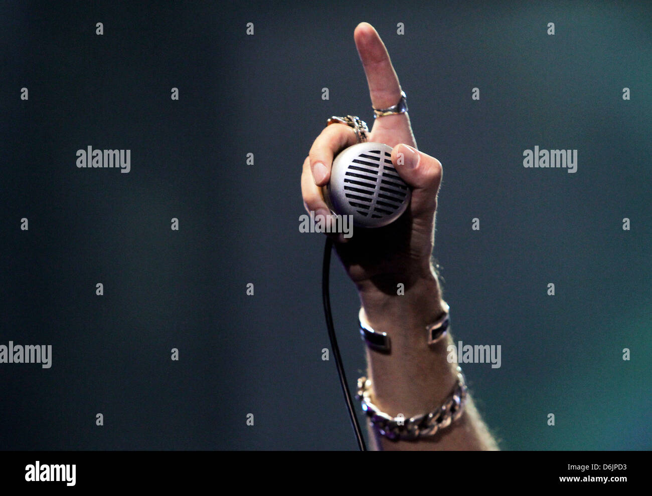 H.P. Baxxter, singer of the band Scooter, performs during the beginning ...