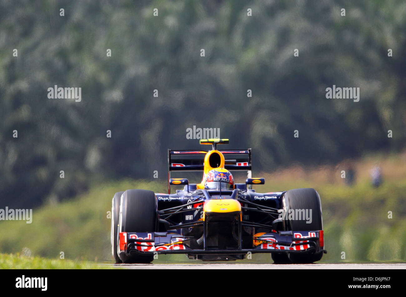 Australian Formula One driver Mark Webber of Red Bull steers his car ...