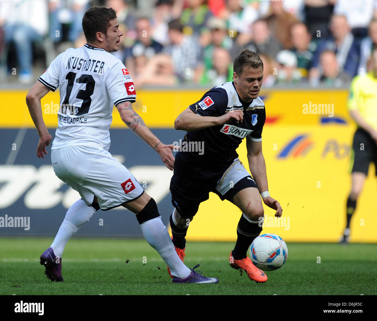 Moenchengladbach's Roman Neustaedter (L) and Hoffenheim's Boris ...