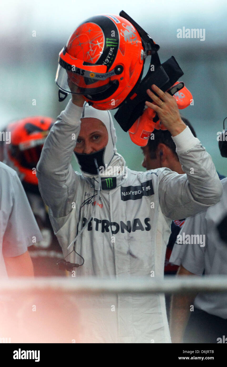 German Formula One driver Michael Schumacher of Mercedes AMG walks ...
