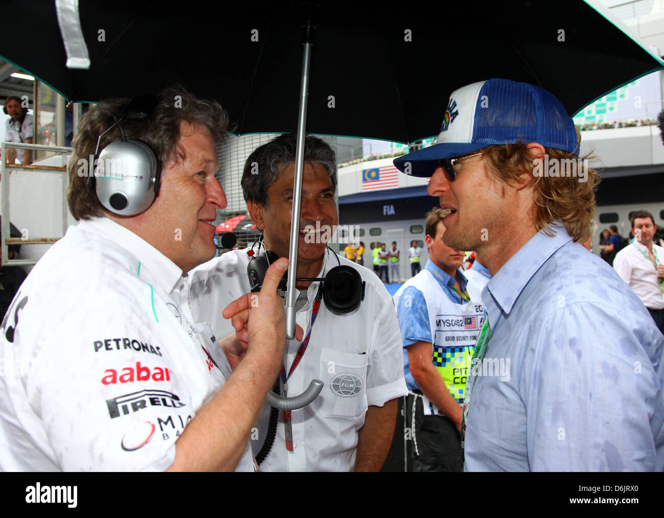 American actor Owen Wilson (R) and the chief motorsport of Mercedes AMG ...