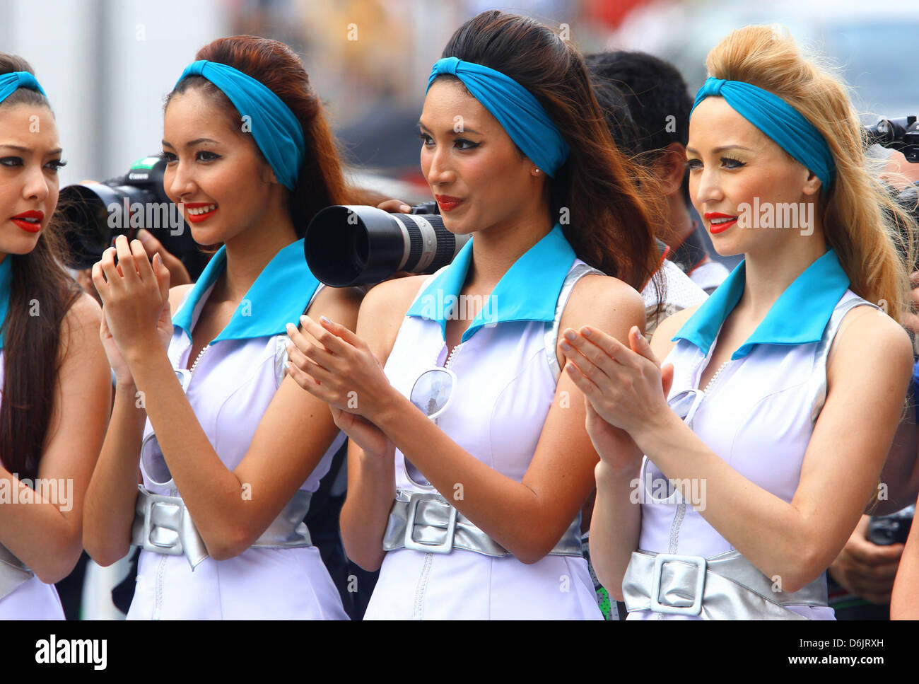Grid girls seen before the start of the Formula One Grand Prix of ...