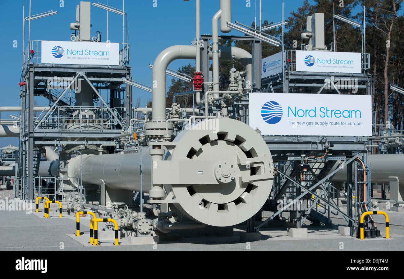 The landing stage of the natural gas pipeline 'Nord Stream' in Lubmin ...