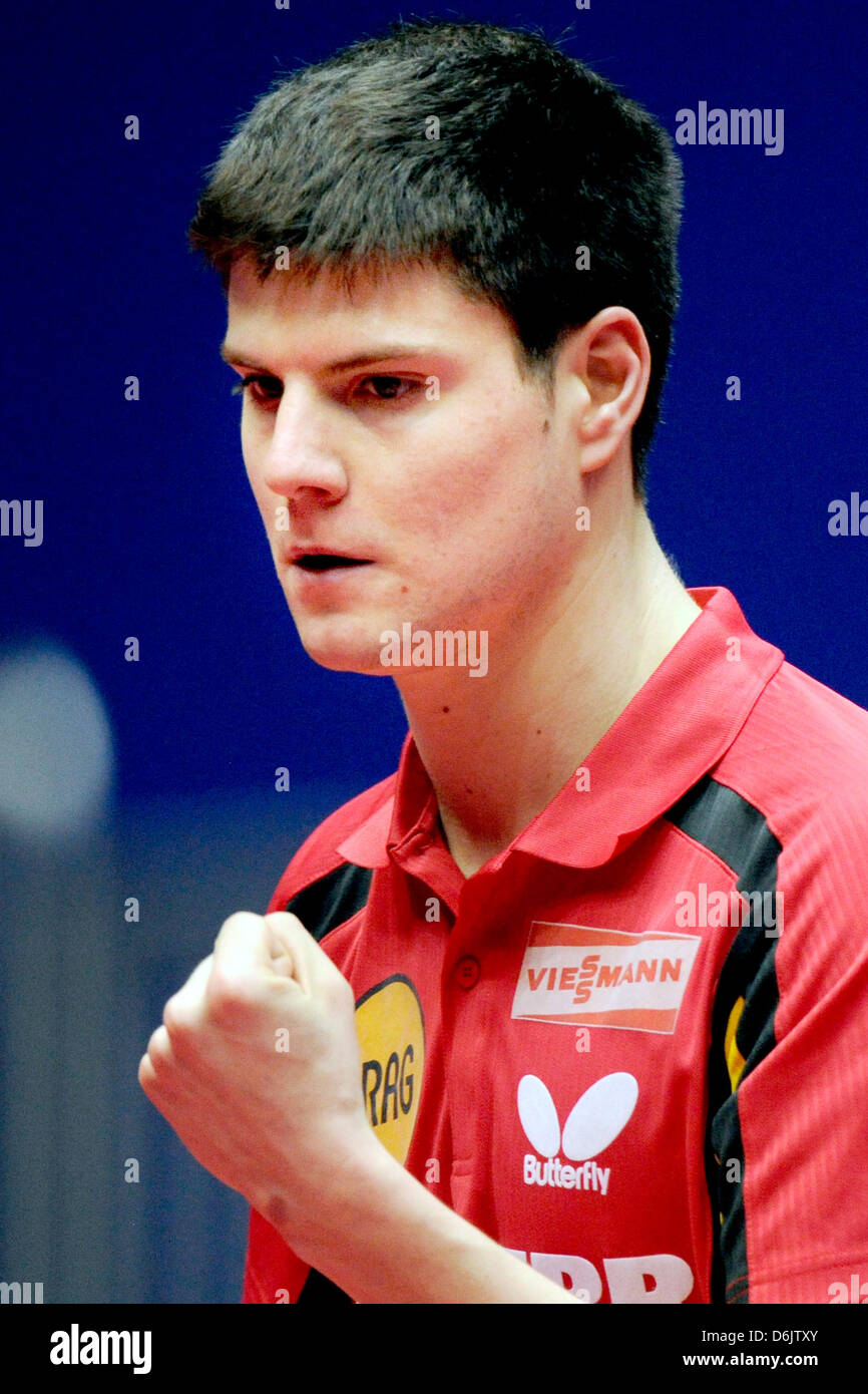 Germany's Dimitrij Ovtcharov plays against Singapore's Gao in the men's ...