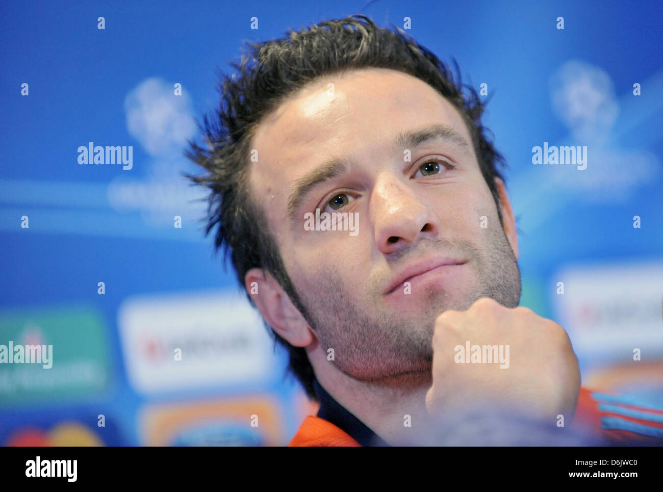 Marseille's Mathieu Valbuena takes part in a press conference by the ...