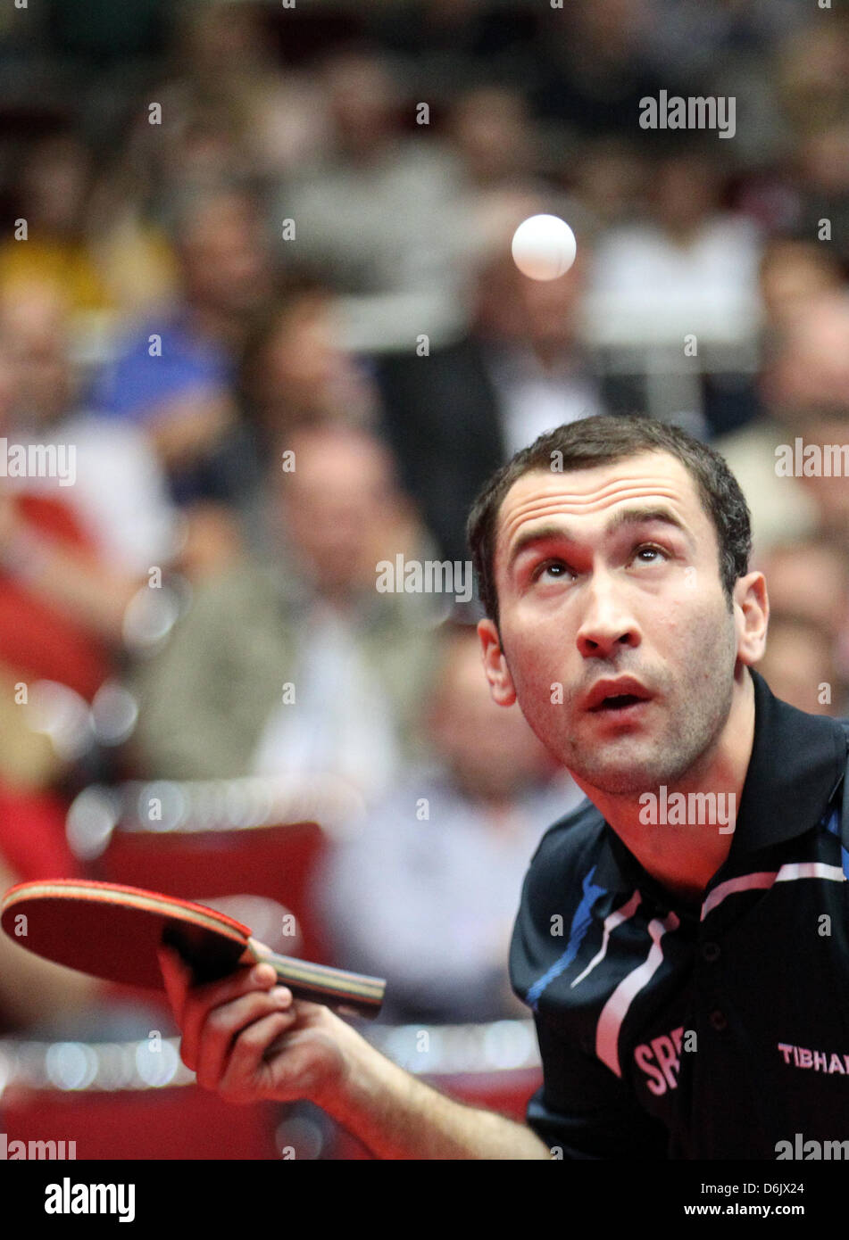 Serbia's Marko Jevtovic hits the ball during the men's group B match ...