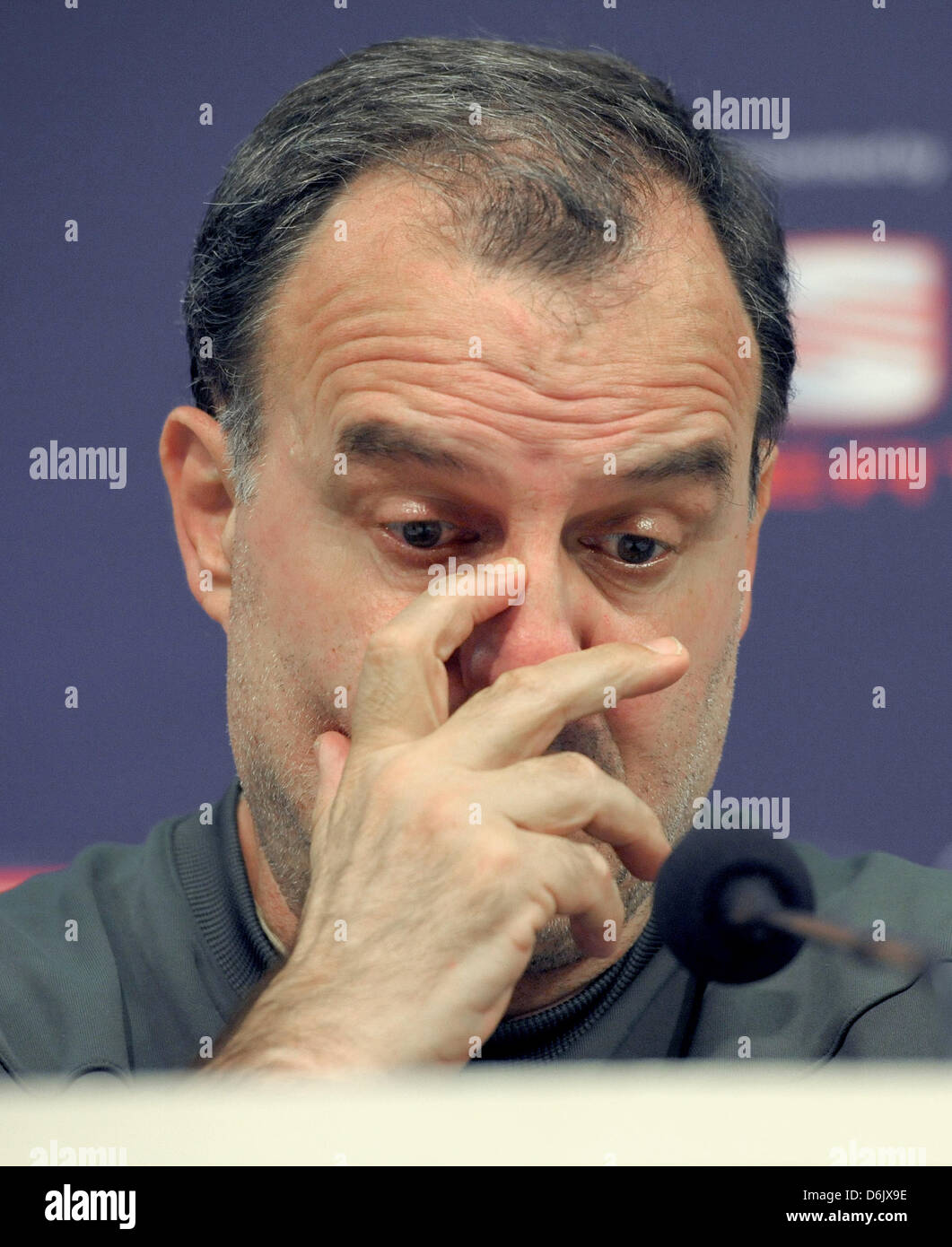 Head coach of Athletic Bilbao, Marcelo Bielsa, speaks at a press ...