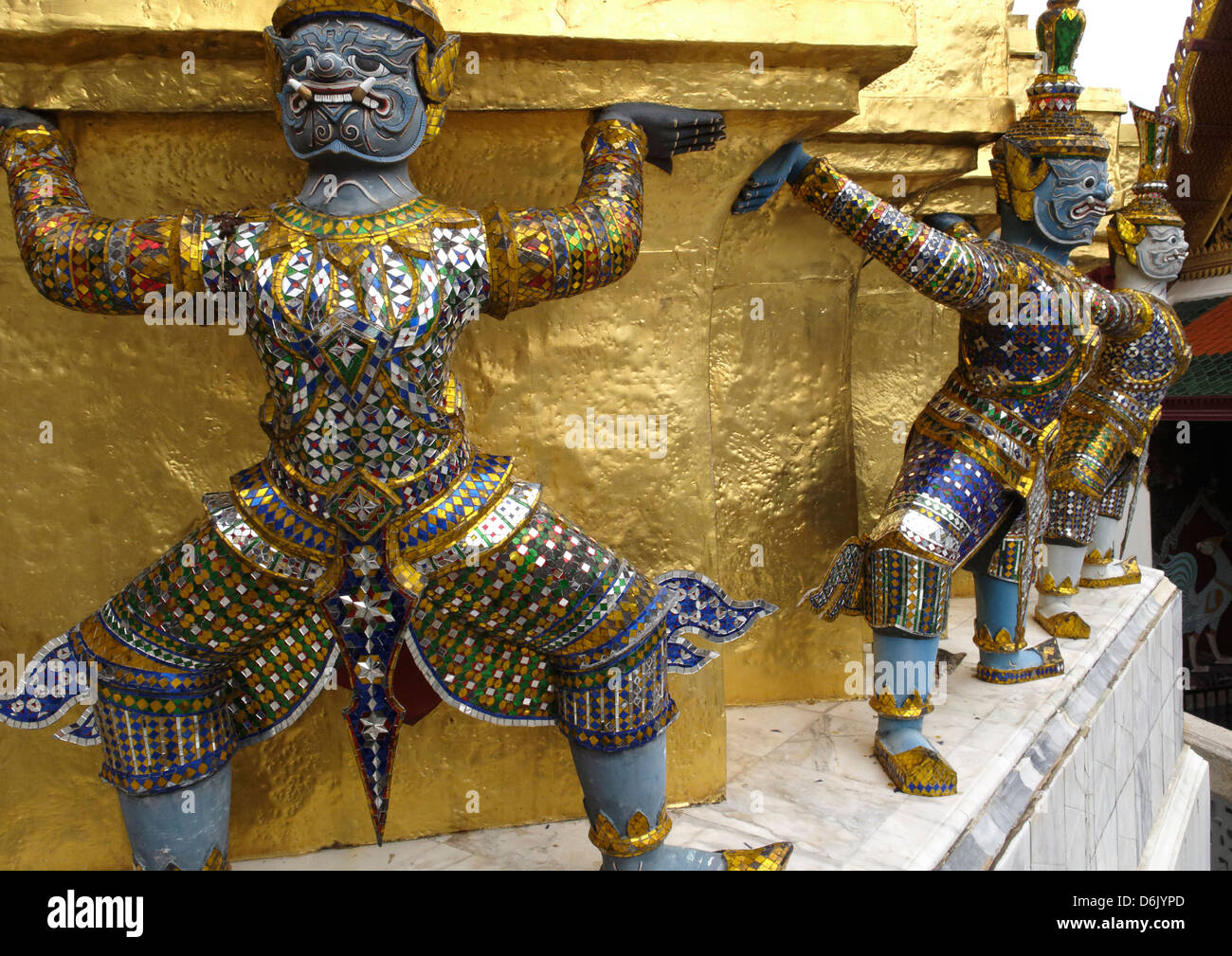 Statues of monkey-demons, Wat Phra Kaew temple, Grand Palace, Bangkok ...