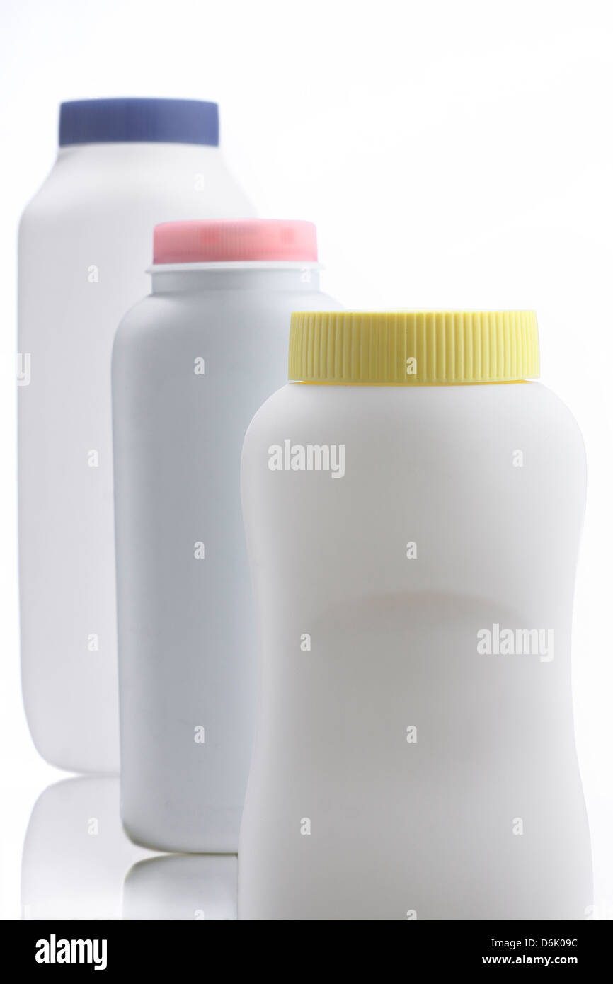 a group of beauty hygiene container on white background Stock Photo - Alamy