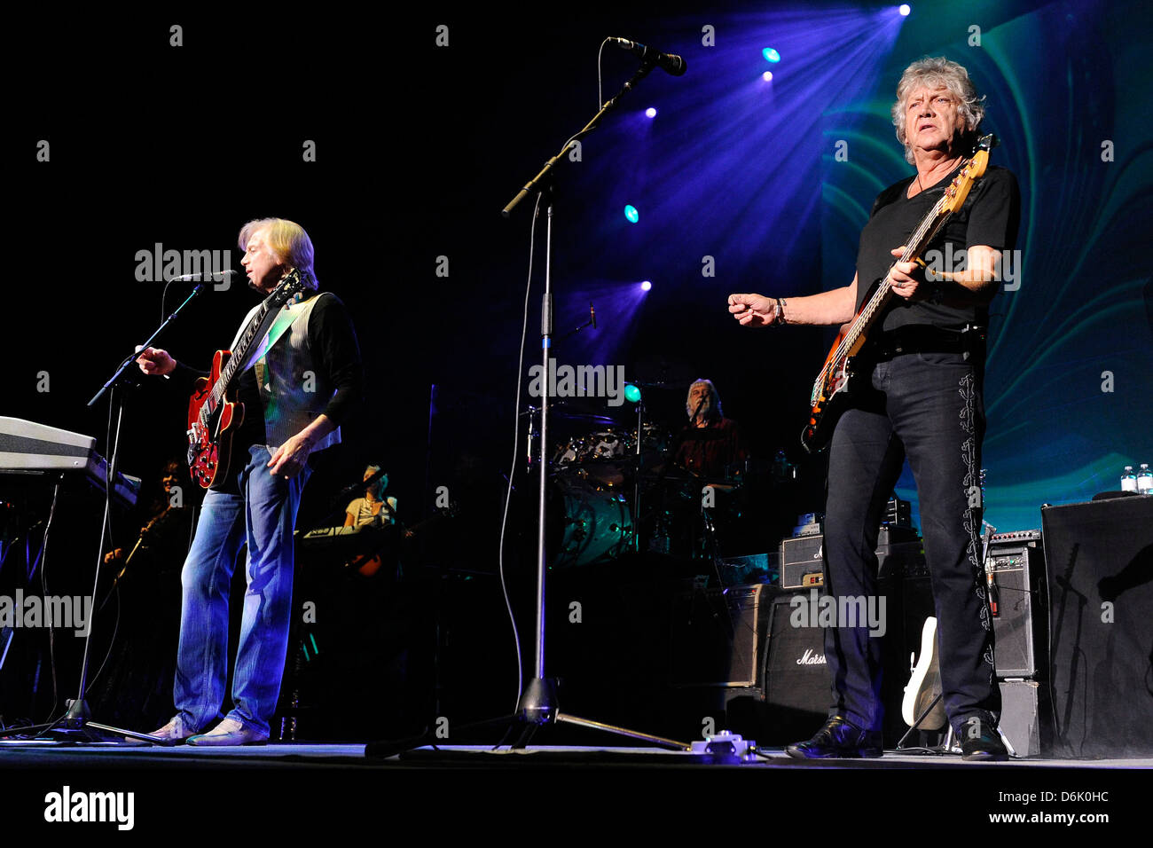Justin Hayward, Graeme Edge, and John Lodge The Moody Blues perform on ...