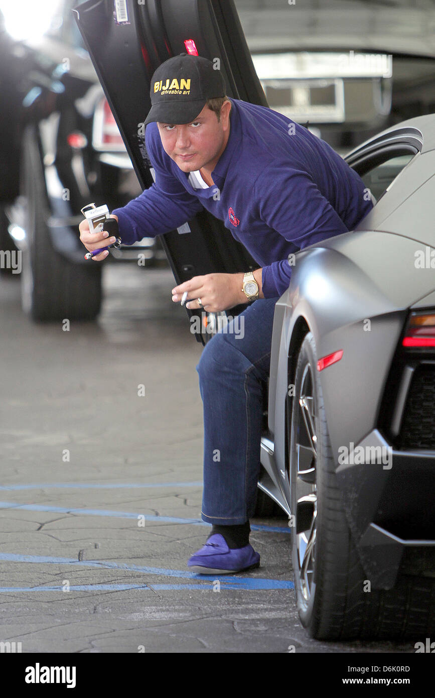 James Stunt arriving to meet his wife and friends for lunch at E. Baldi ...