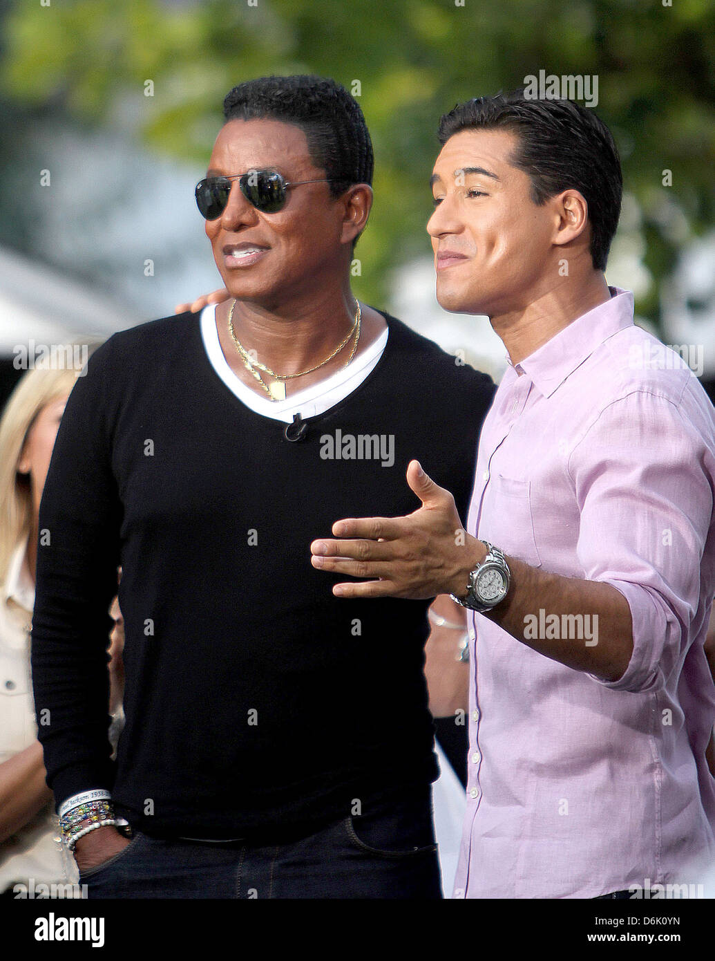Jermaine Jackson and Mario Lopez at The Grove to film an appearance for ...