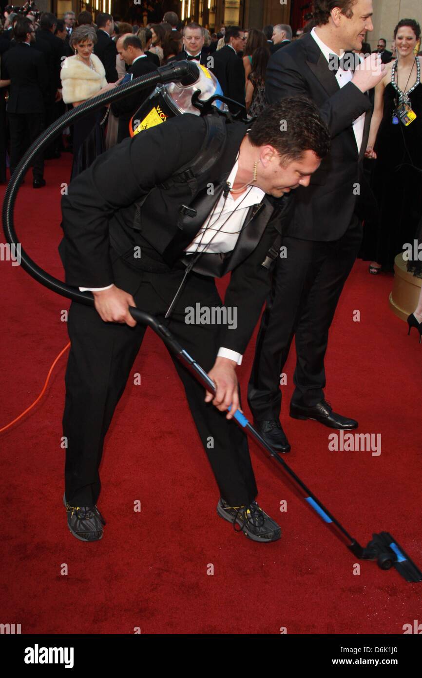 US actor Jason Segel (back) arrives at the 84th Annual Academy Awards ...