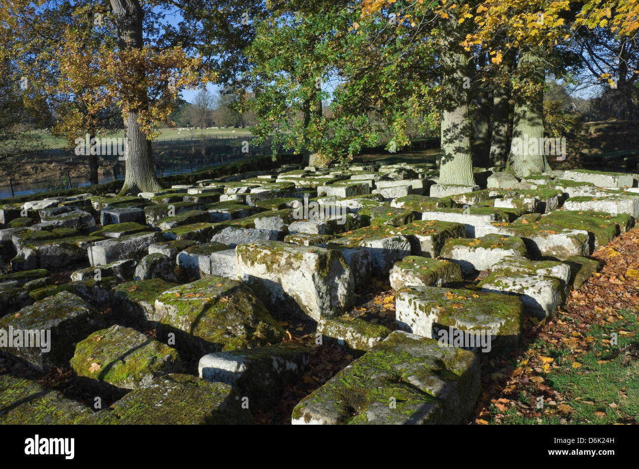 Stones recovered from the Roman Bridge, Chesters Roman Fort, Hadrian's ...