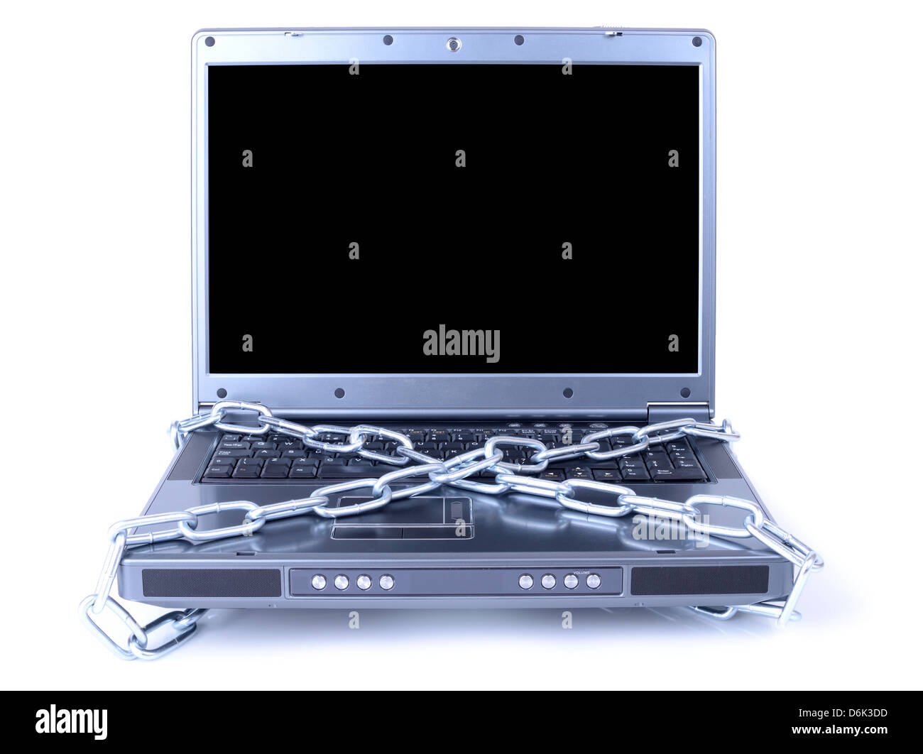 data protection a chained up laptop on white background Stock Photo - Alamy