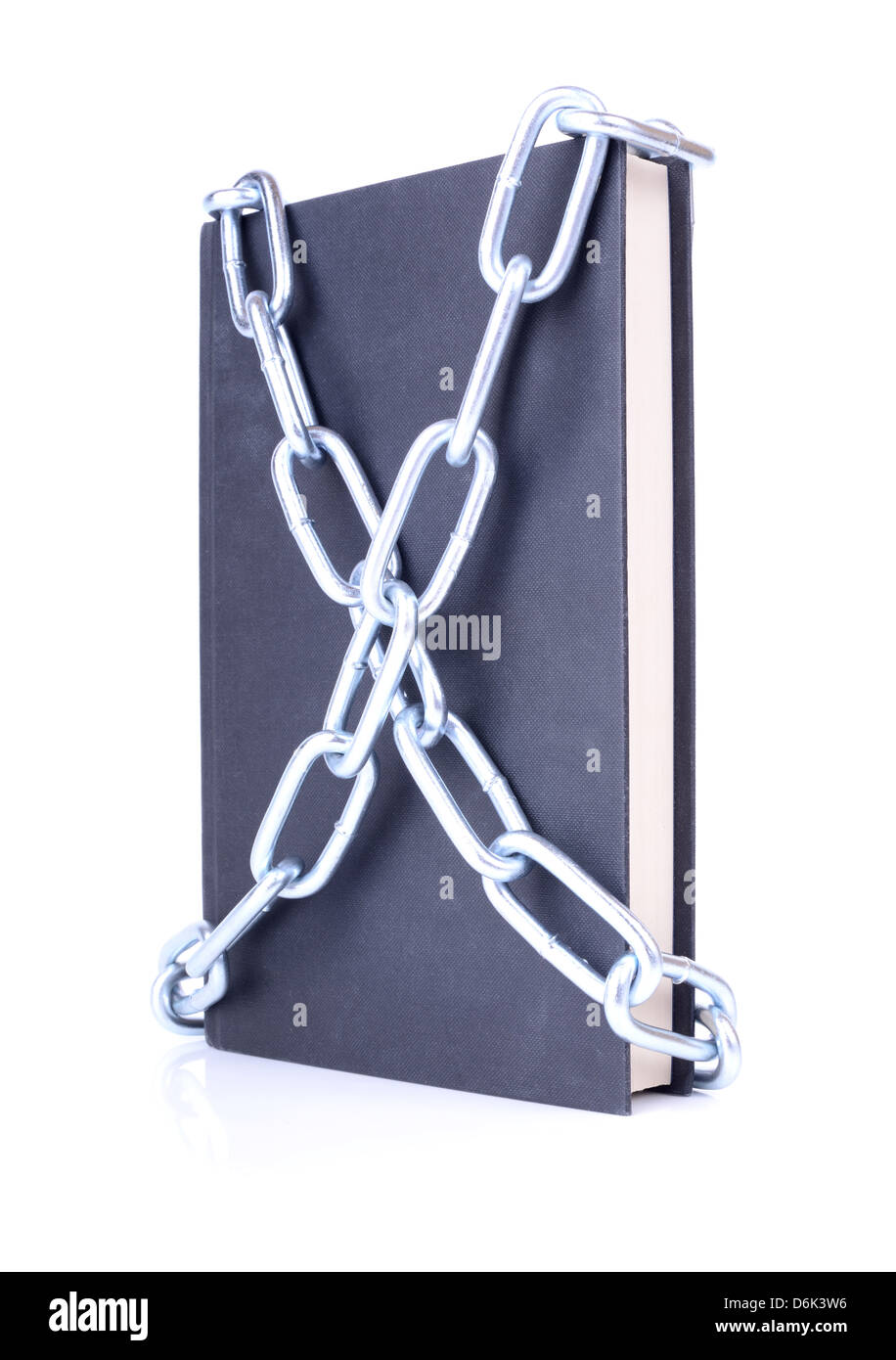 concept of secure information a book chained up on white background ...
