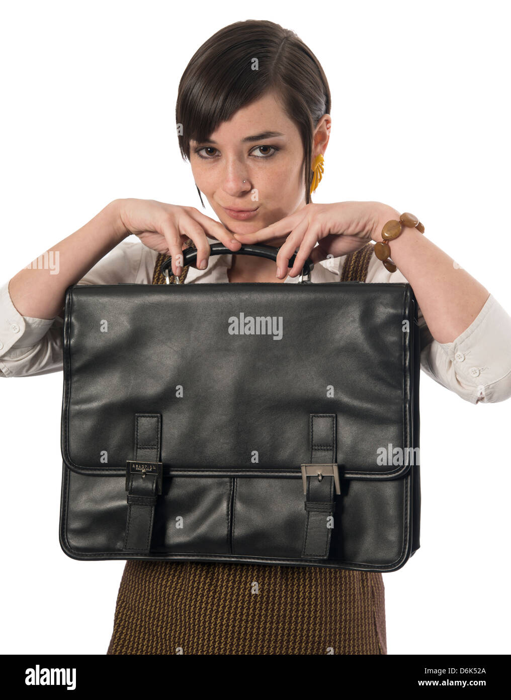 Close up view of female professional holding briefcase Stock Photo - Alamy