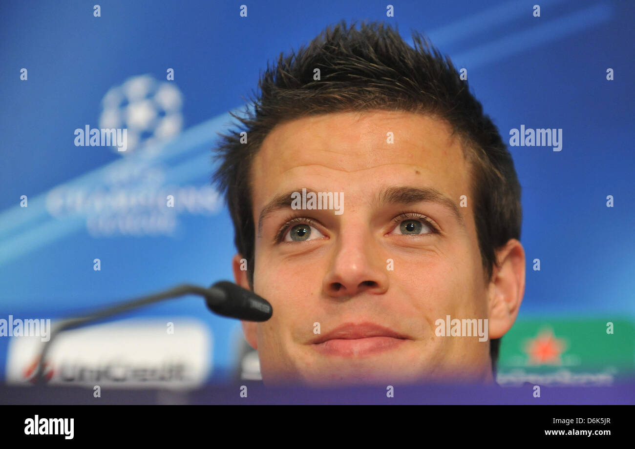 Olympique Marseille's Cesar Azpilicueta attends a press conference at ...