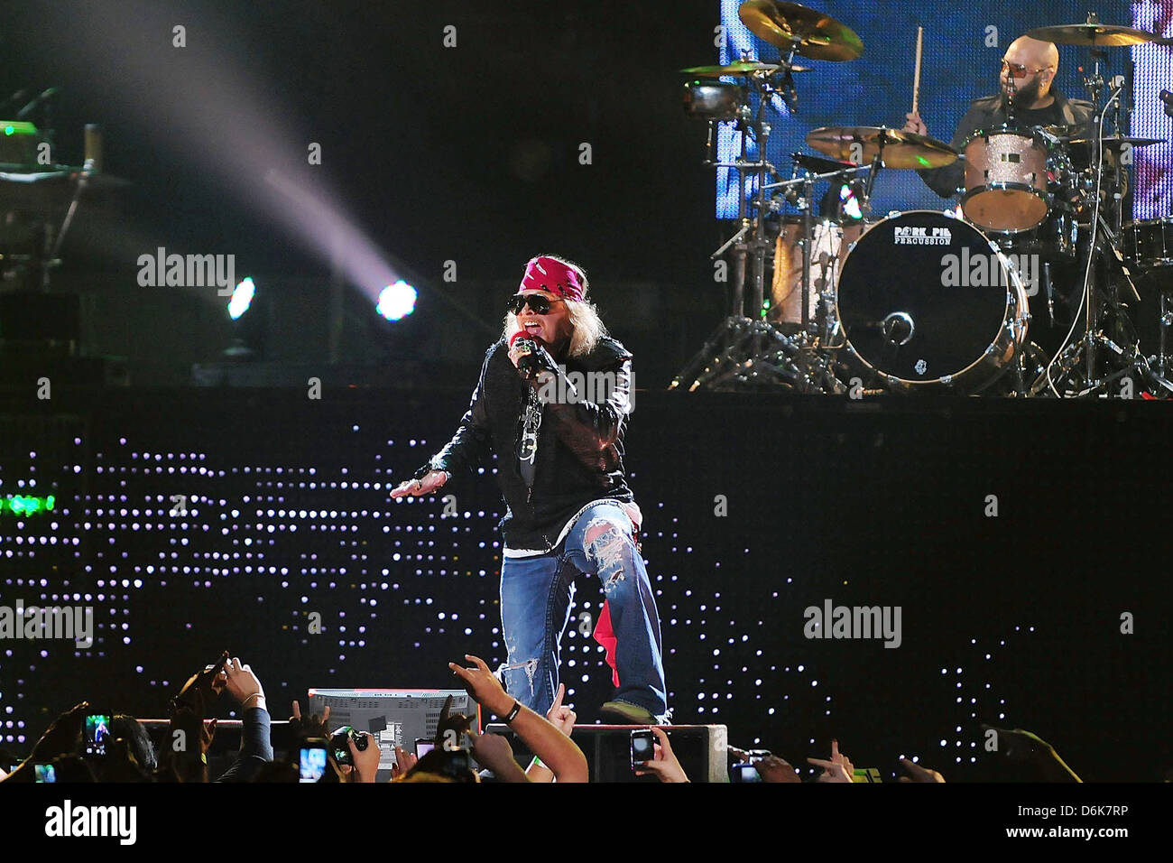 Axl Rose of Guns N' Roses performs at the American Airlines Arena ...