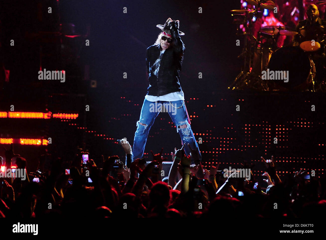 Axl Rose of Guns N' Roses performs at the American Airlines Arena ...