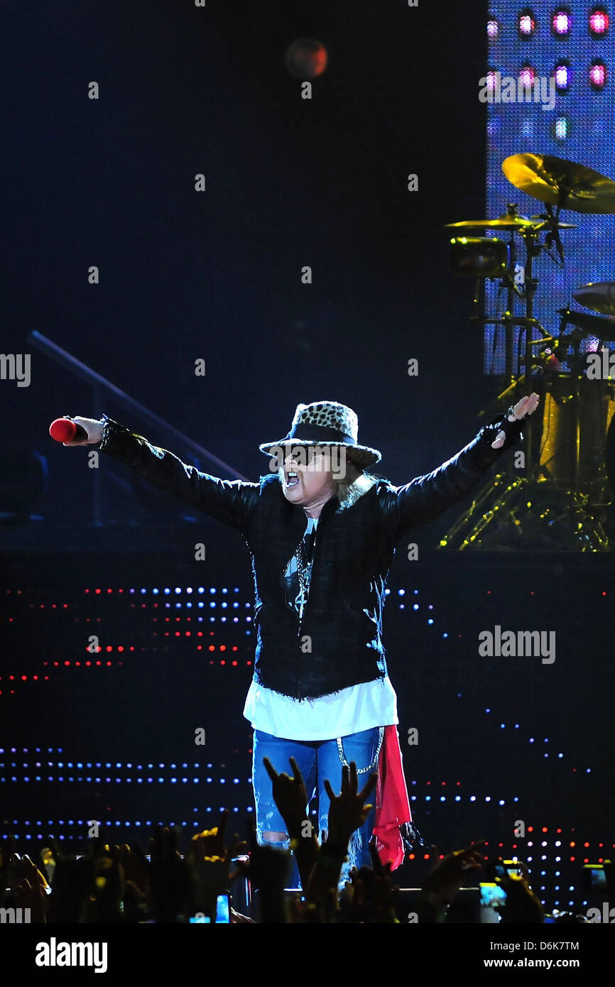 Axl Rose of Guns N' Roses performs at the American Airlines Arena ...