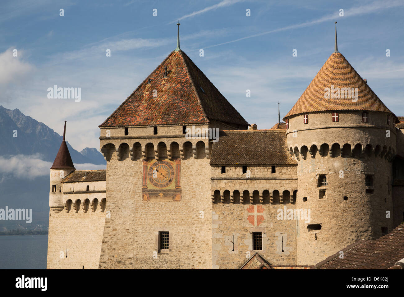 The Castle of Chillon, on Lake Geneva, Montreux, Canton Vaud ...