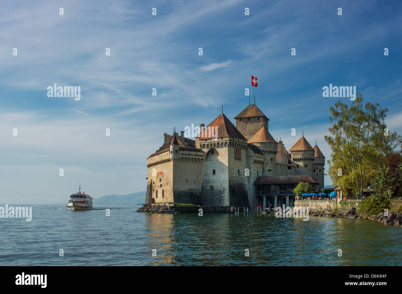 The Castle of Chillon, on Lake Geneva, Montreux, Canton Vaud ...