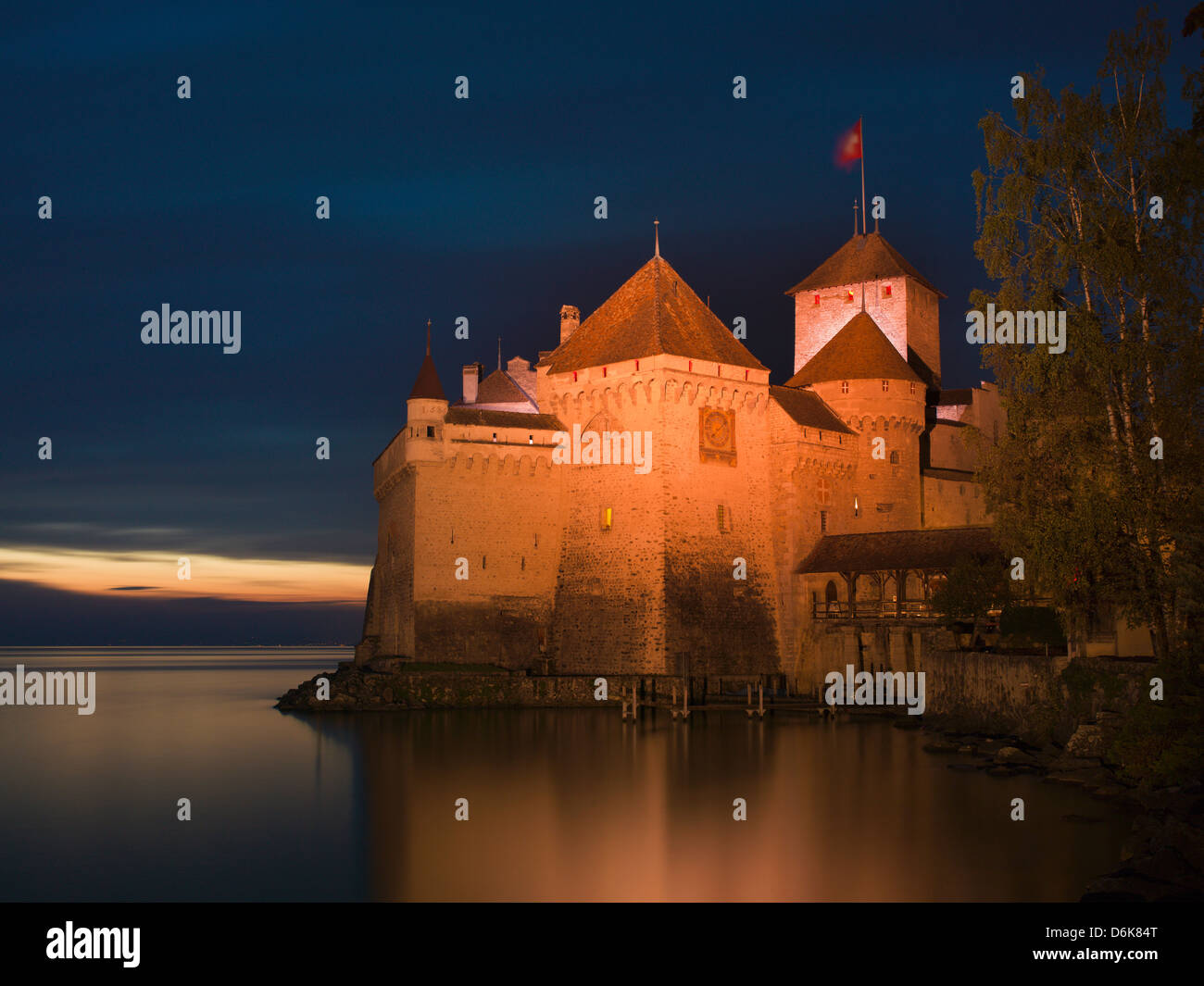 The Castle of Chillon, on Lake Geneva, Montreux, Canton Vaud ...