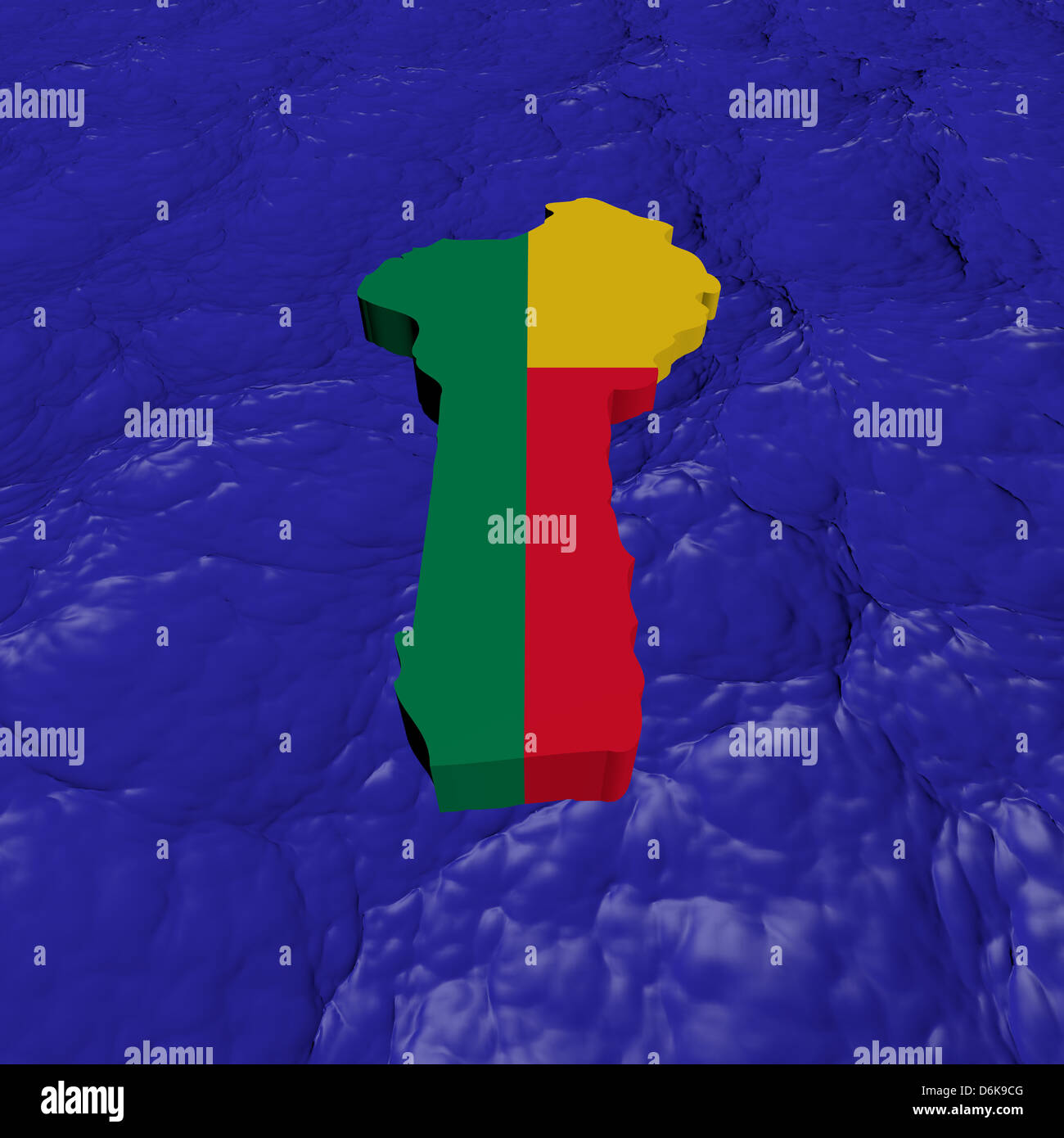 Benin map flag in abstract ocean illustration Stock Photo - Alamy
