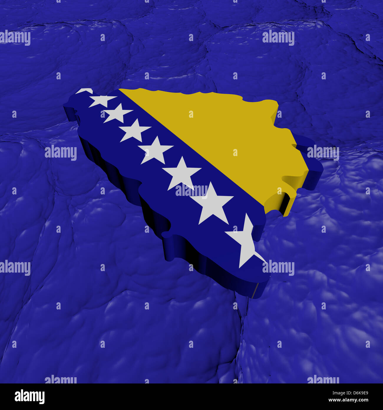 Bosnia map flag in abstract ocean illustration Stock Photo - Alamy