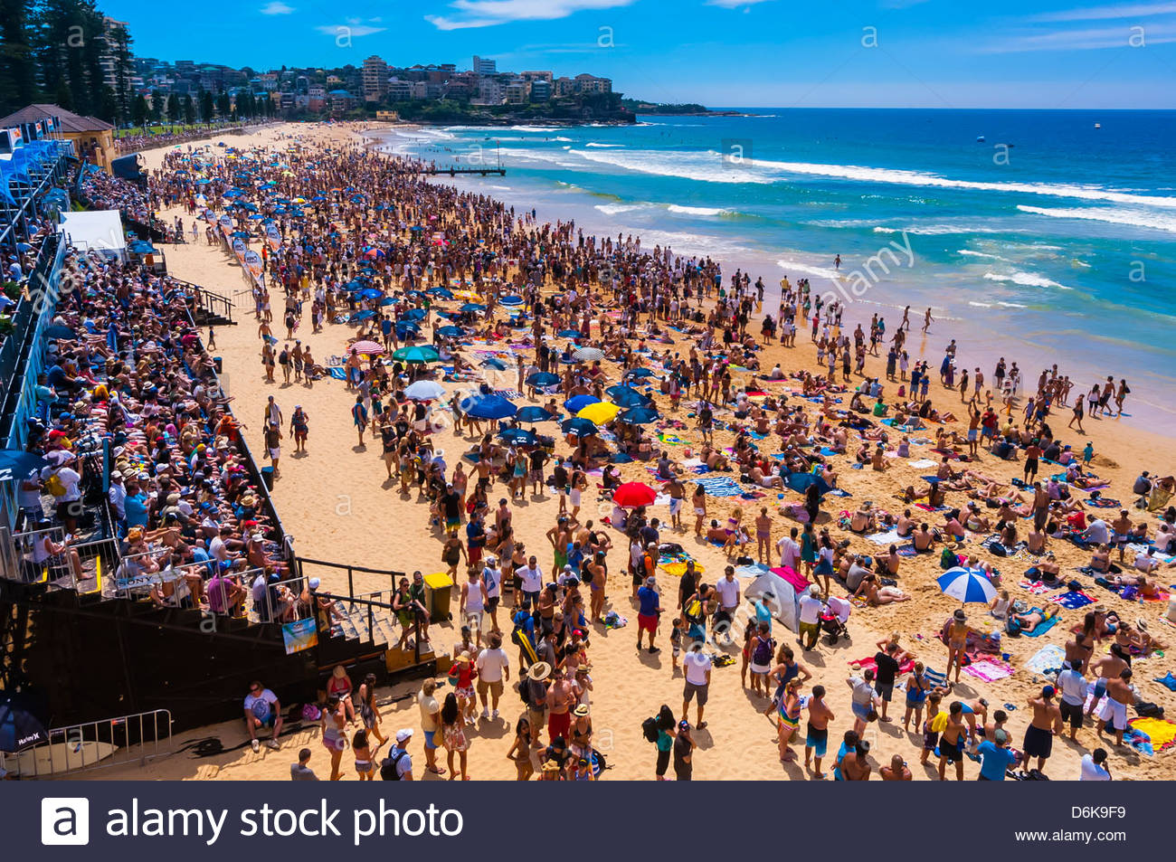 A large crowd on the beach during the Australian Open of Surfing at ...