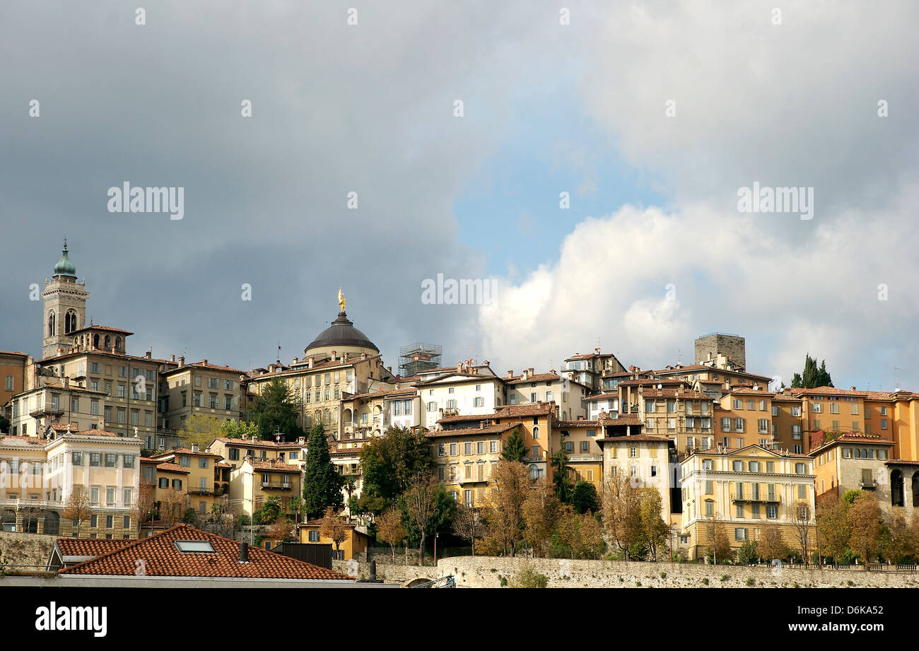 Bergamo Italy, view of the Citta Alta, upper city part of Bergamo ...