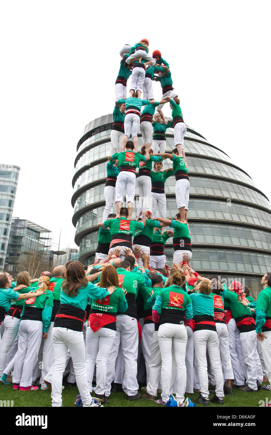 Human Tower, Potters Fields, Tower Bridge, London, UK. 19th April, 2013 ...