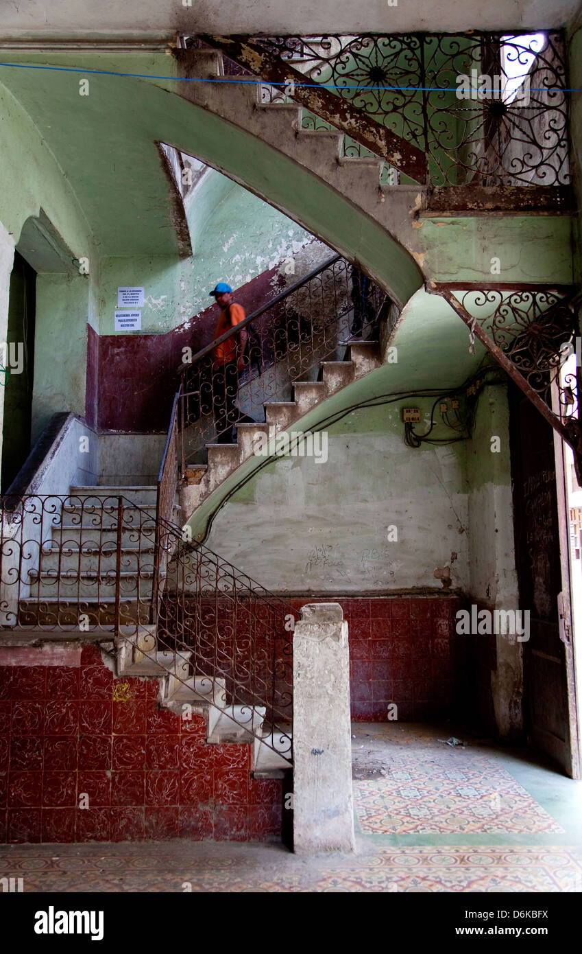 Interior of an old decaying building in Habana Vieja, La Habana, Cuba ...