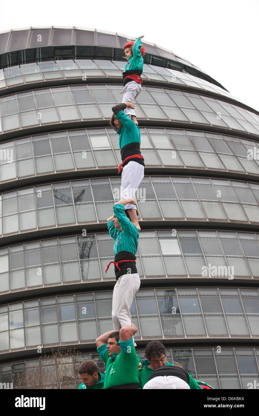 Human Tower, Potters Fields, Tower Bridge, London, UK. 19th April, 2013 ...