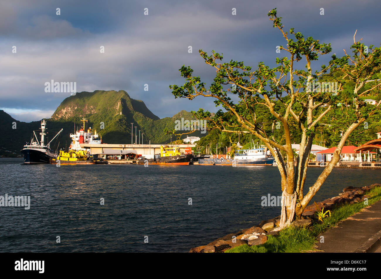 Sunset in the Pago Pago harbour, Tutuila Island, American Samoa, South ...