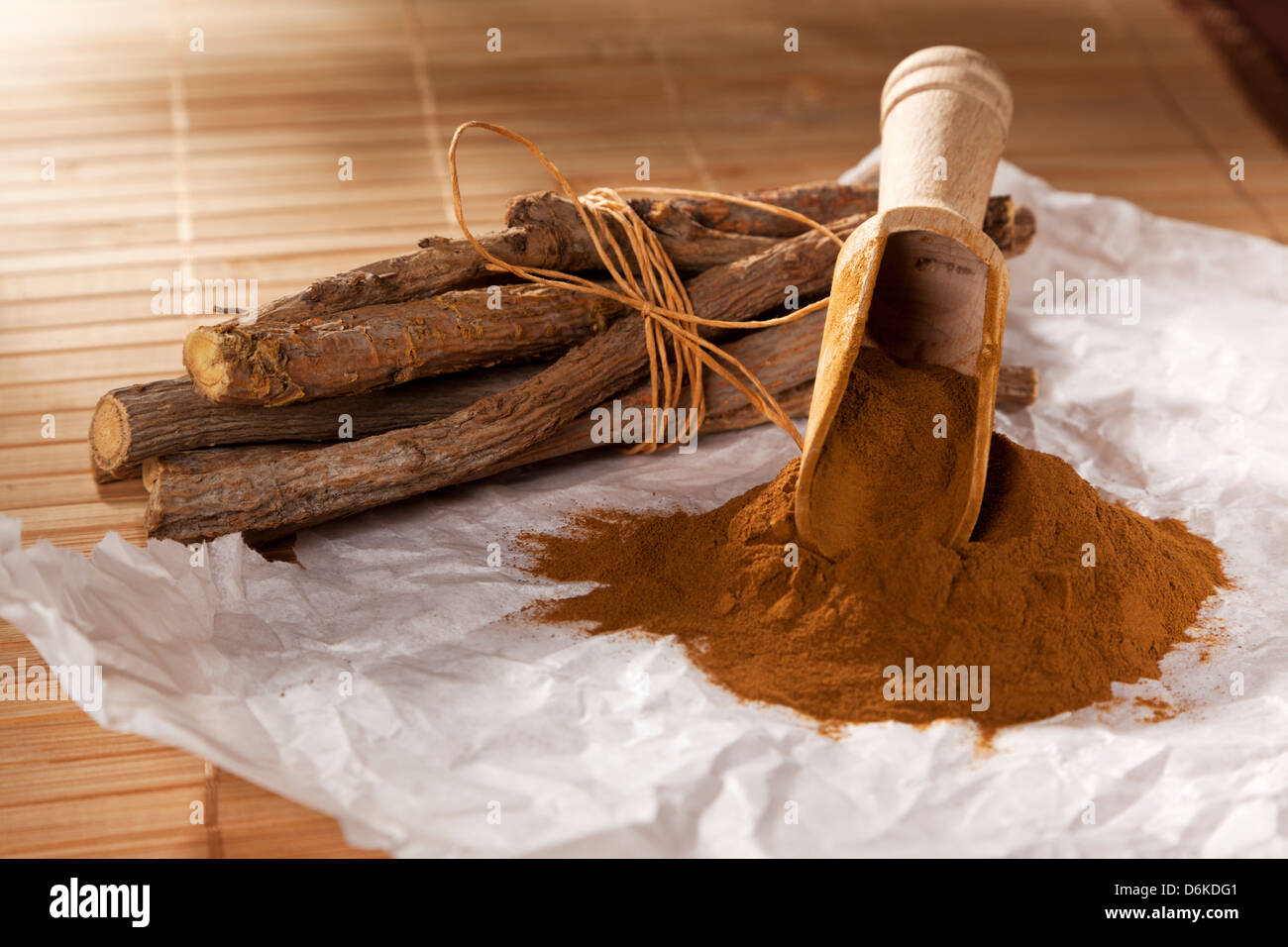 Ground licorice and liquorice roots Stock Photo - Alamy
