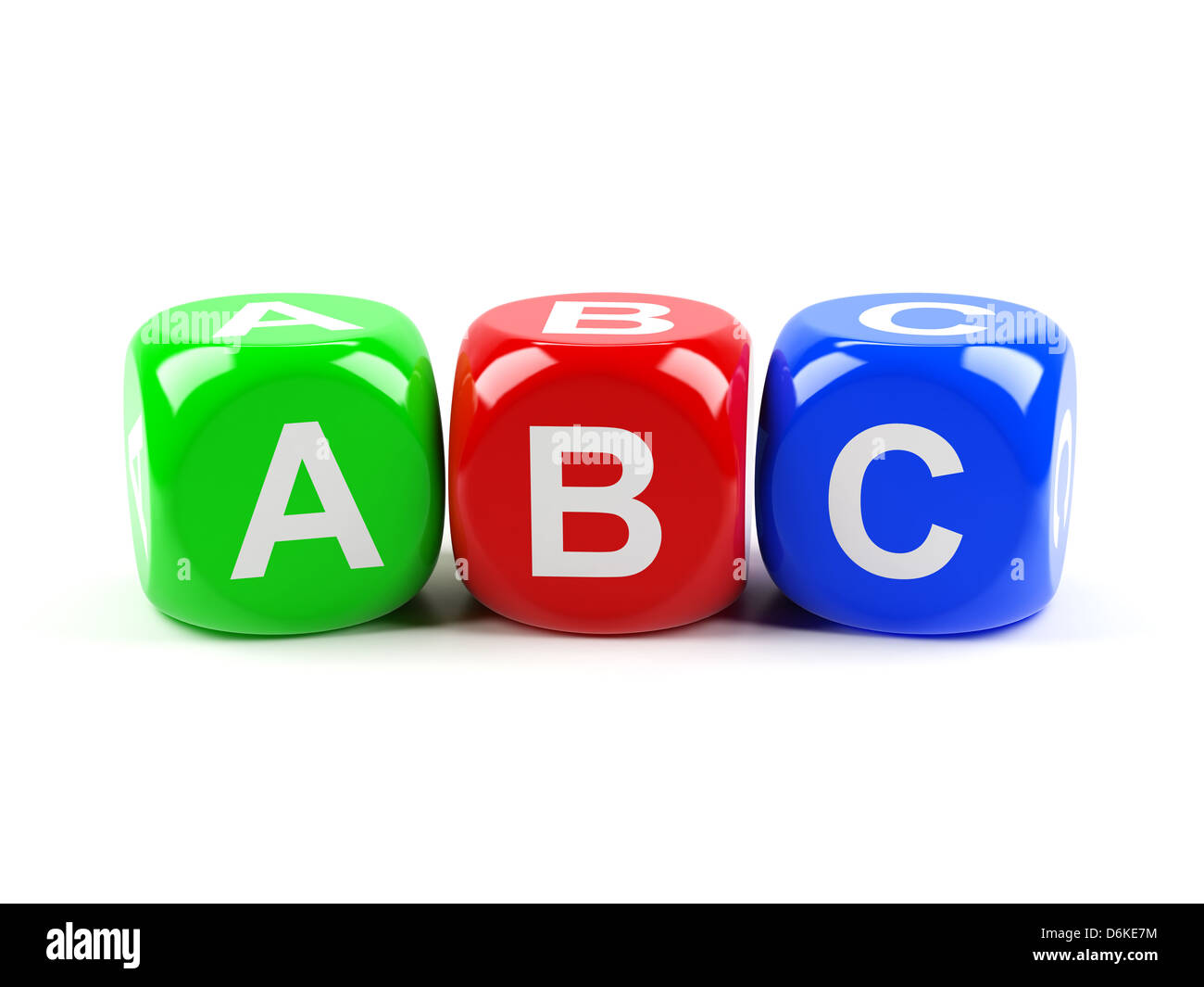 3d render of ABC dices isolated on white background Stock Photo - Alamy