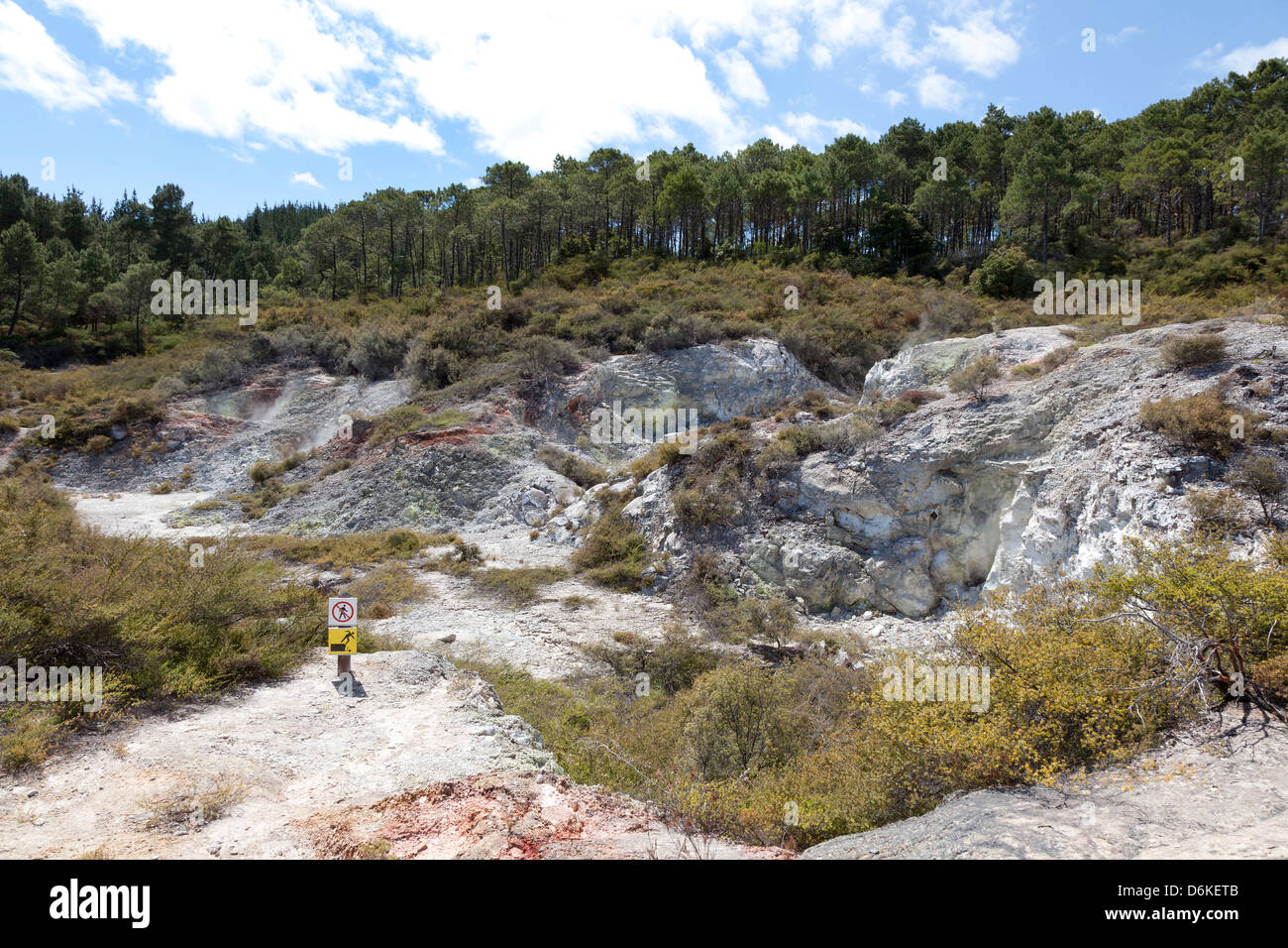 Warning signs in Wai-O-Tapu Geothermal Reserve Rotorua, New Zealand ...