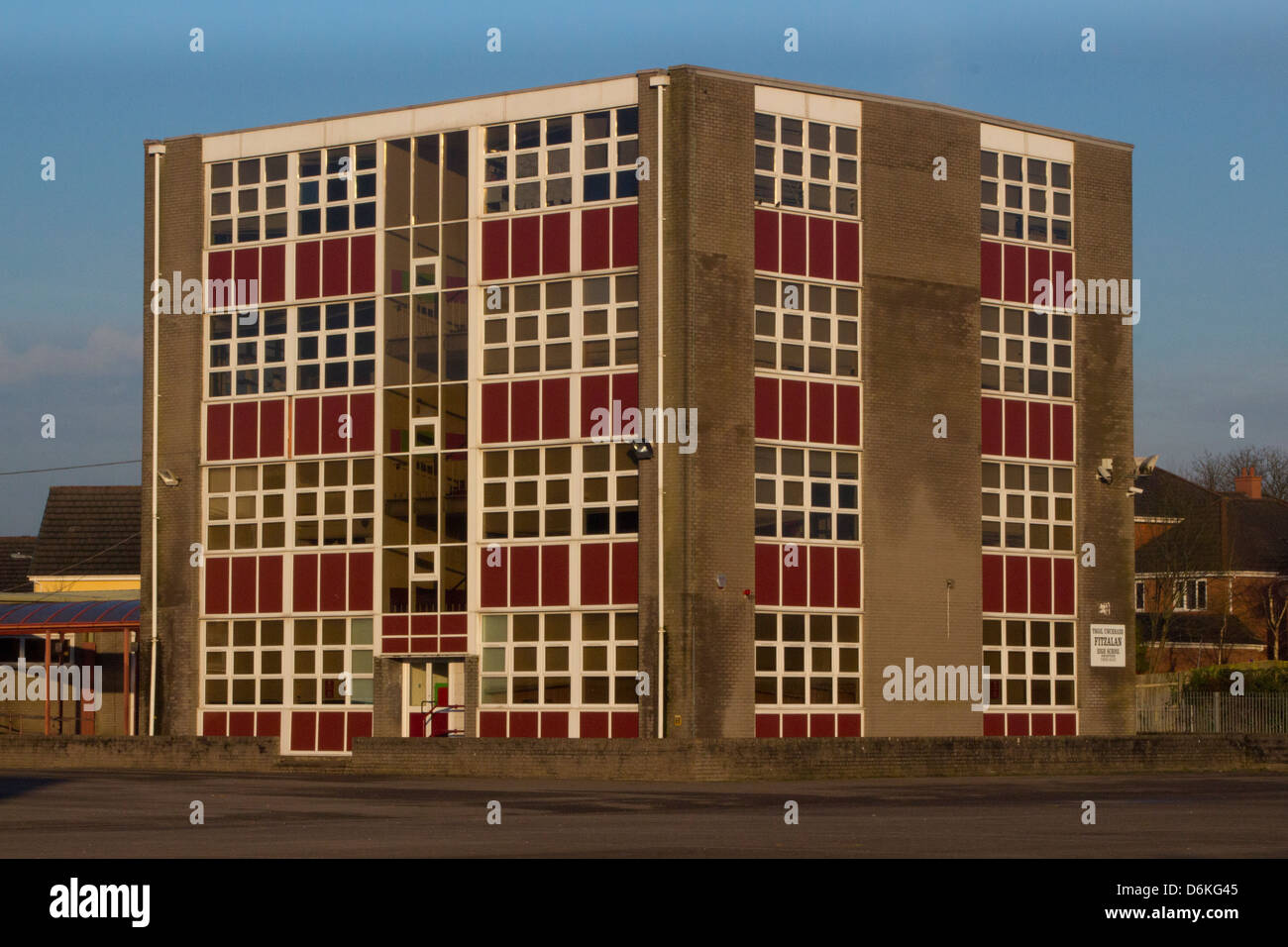 Secondary school tower block in Cardiff Stock Photo - Alamy