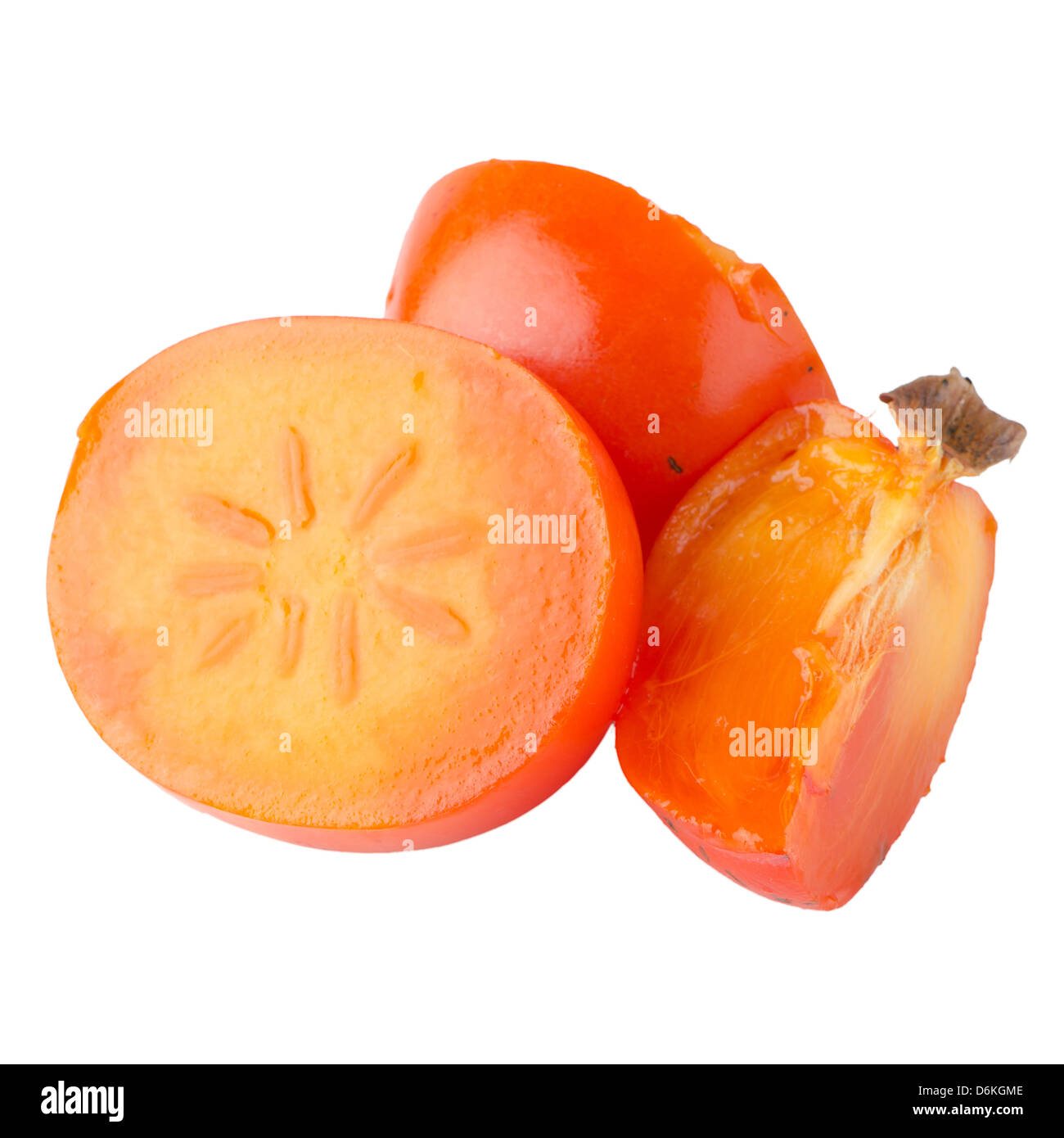 Ripe persimmons on white background Stock Photo - Alamy