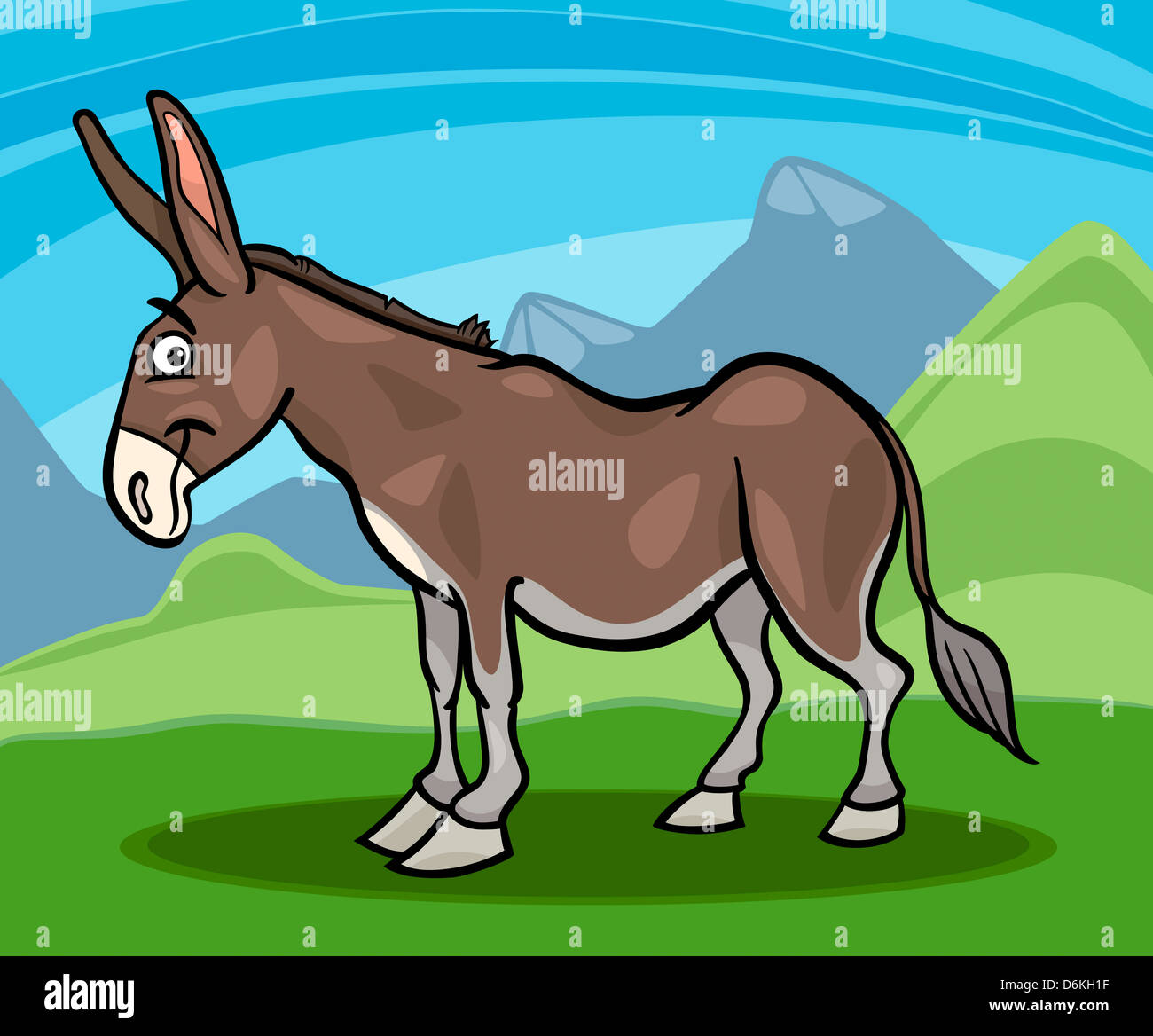 Cartoon Illustration of Funny Comic Donkey Farm Animal Stock Photo - Alamy