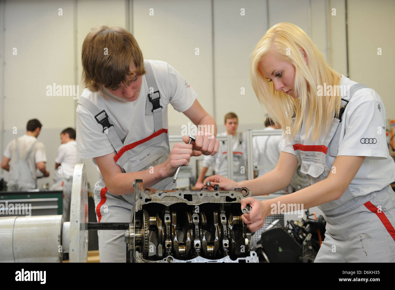 Ingolstadt, Germany, mechatronics in the training workshop at Audi AG ...