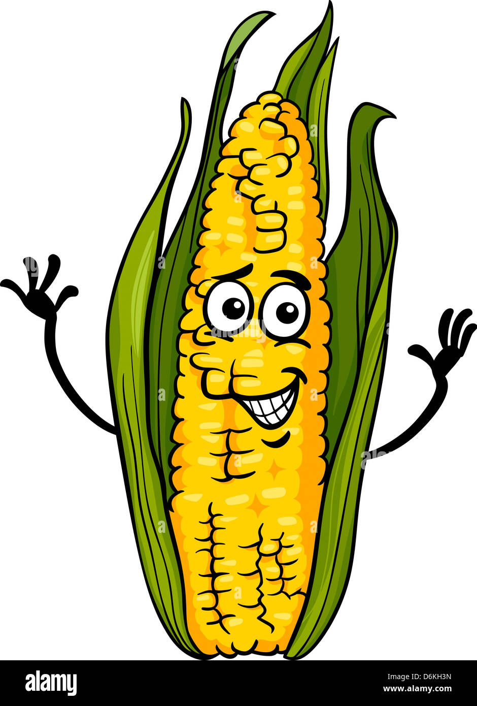 Cartoon Illustration of Funny Comic Corn on the Cob Food Character ...